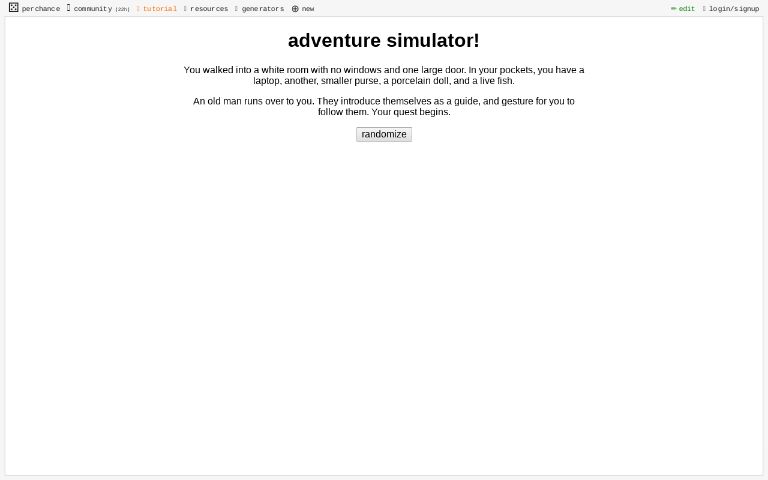 adventure simulator! ― Perchance Generator