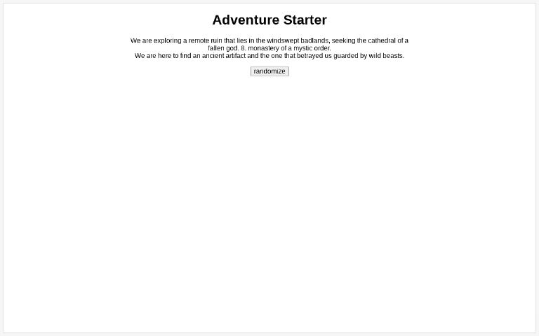 Adventure Starter ― Perchance Generator