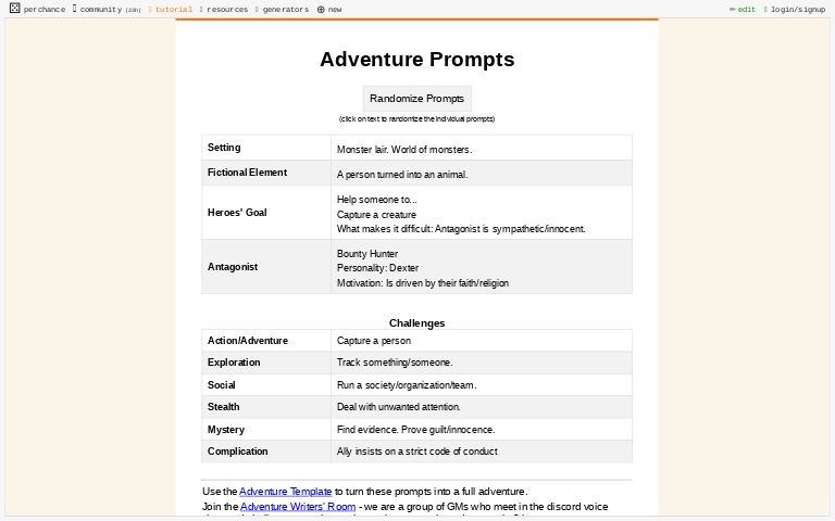Adventure Prompts ― Perchance Generator