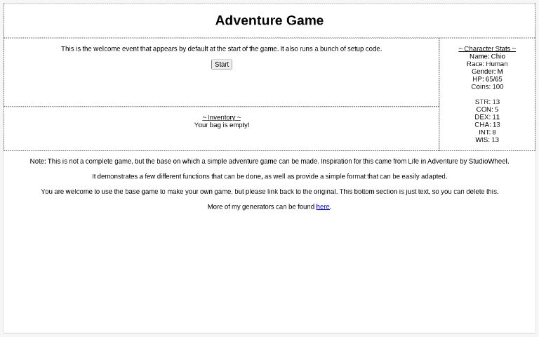 Adventure Game ― Perchance Generator