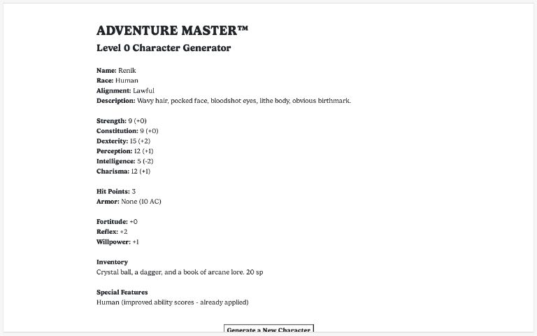 ADVENTURE MASTER™ ― Perchance Generator