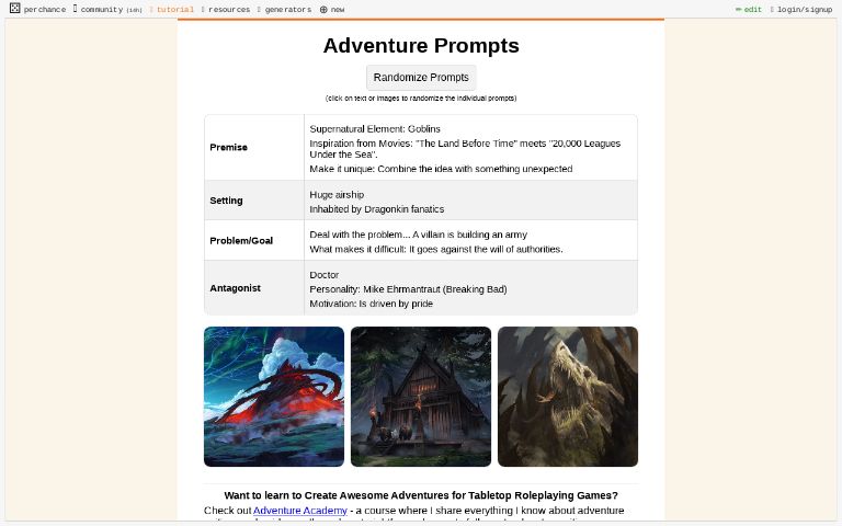 Adventure Prompts ― Perchance Generator