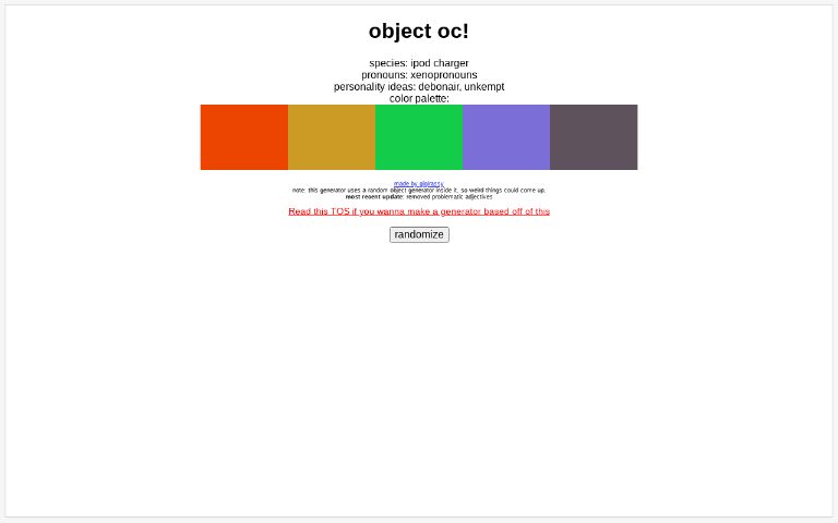 object oc! ― Perchance Generator