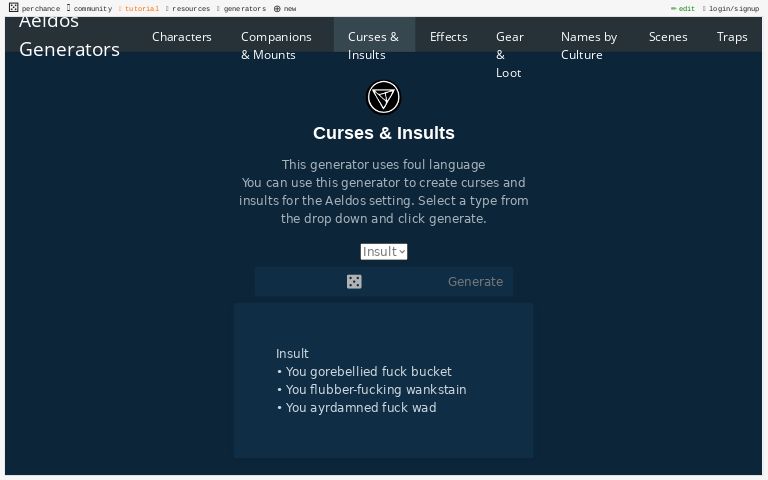 Curses & Insults ― Perchance Generator