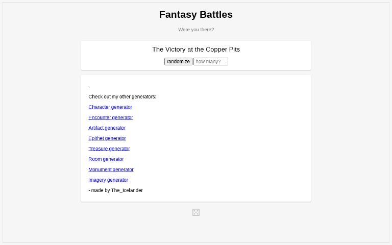 Fantasy Battles ― Perchance Generator