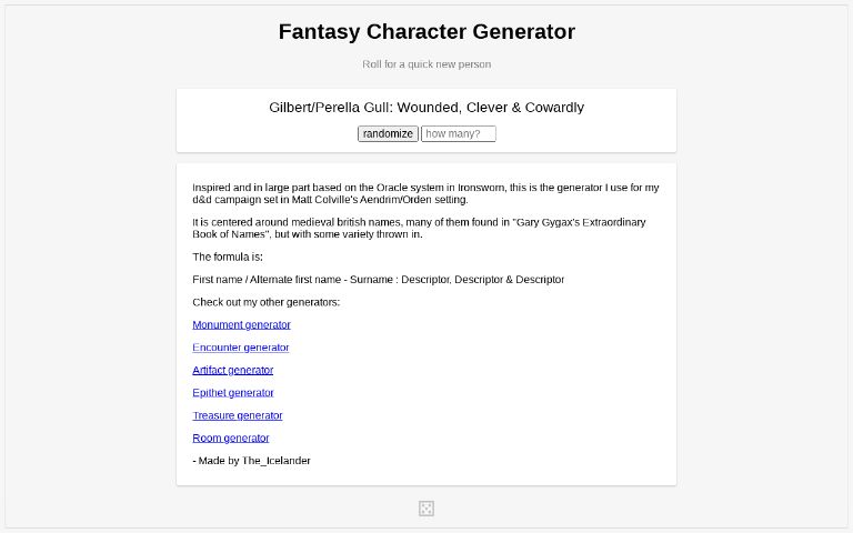 Fantasy Character Generator