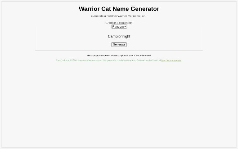 Warrior Cat Name Generator