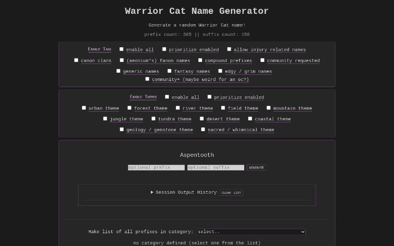 Warrior Cat Name Generator