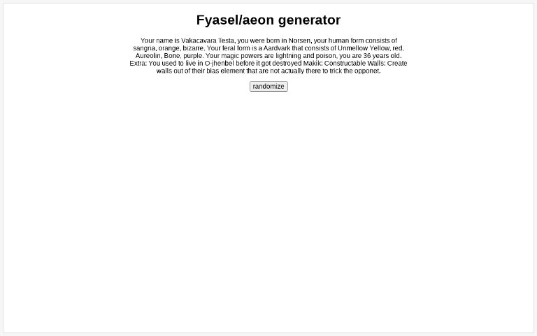 Fyasel/aeon generator