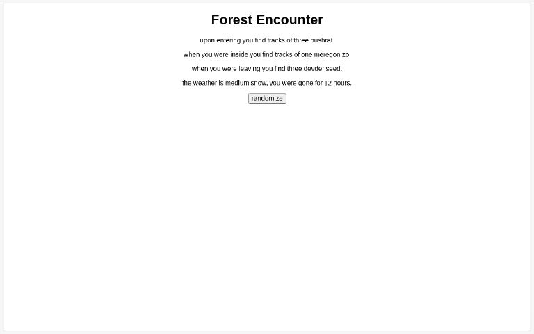 Forest Encounter ― Perchance Generator