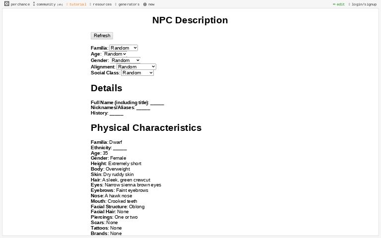 NPC Description ― Perchance Generator