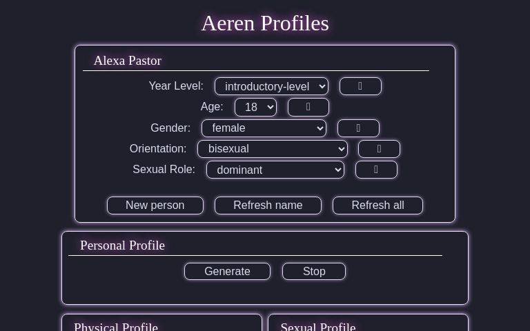Aeren Profiles ― Perchance Generator