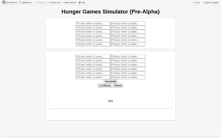 Hunger Games Simulator (Pre-Alpha) ― Perchance Generator