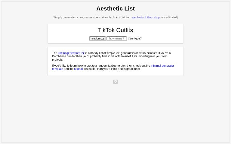Aesthetic List ― Perchance Generator