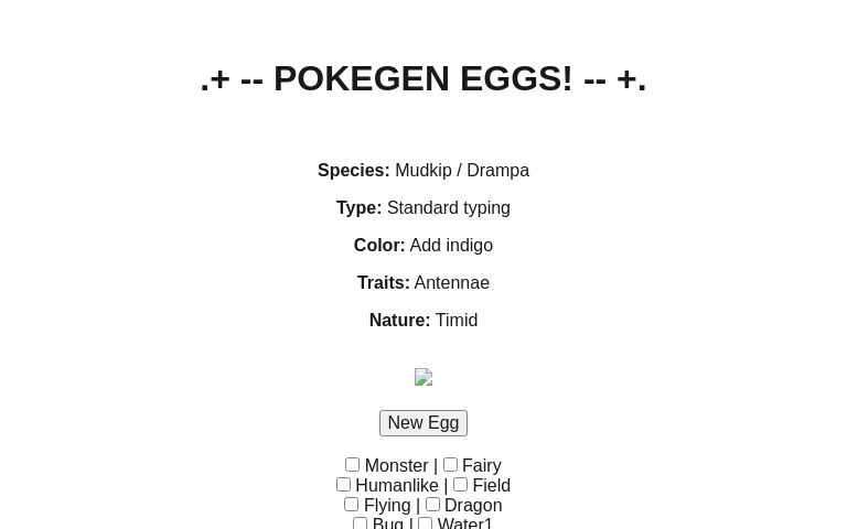 POKEGEN EGGS! -- +. ― Perchance Generator