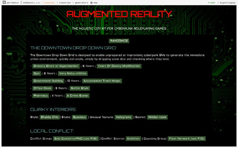 AUGMENTED REALITY ― Perchance Generator