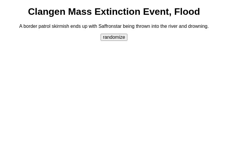 Clangen Mass Extinction Event, Flood ― Perchance Generator