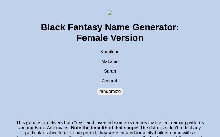 Black Fantasy Name Generator: Female Version