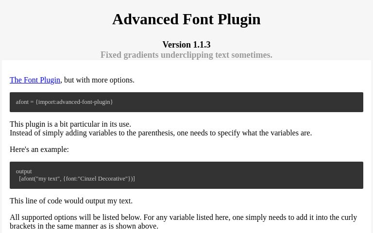 Advanced Font Plugin