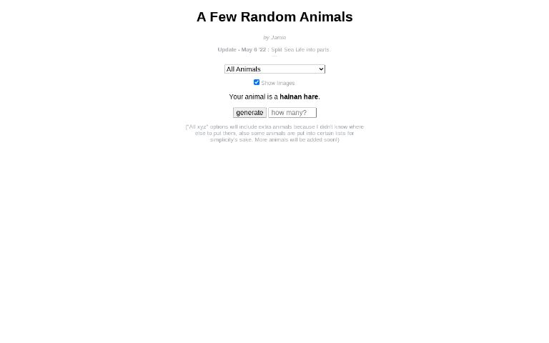 A Few Random Animals ― Perchance Generator
