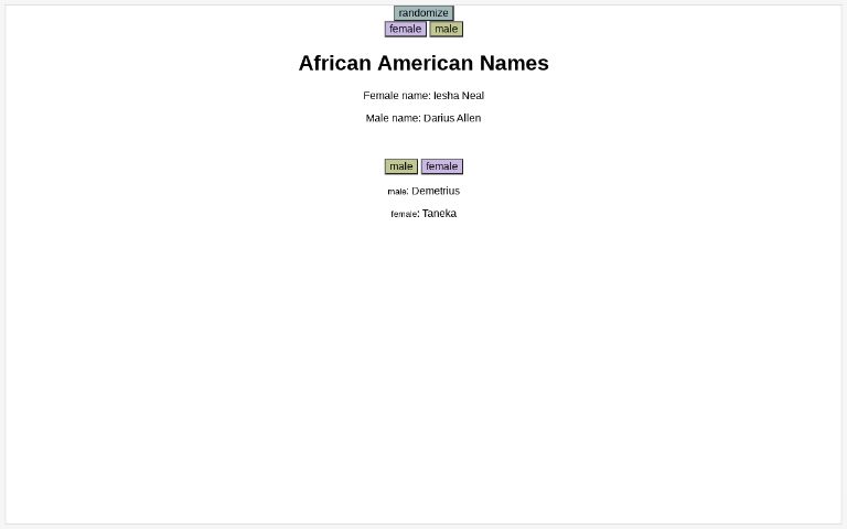 African American Names ― Perchance Generator