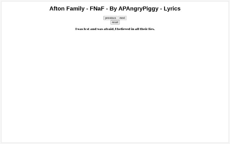 Afton Family - FNaF - By APAngryPiggy - Lyrics ― Perchance Generator