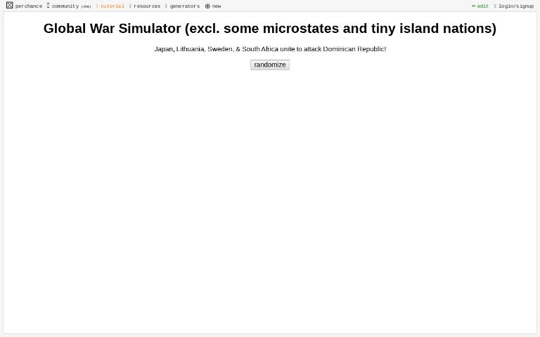 Global War Simulator (excl. some microstates and tiny island nations ...