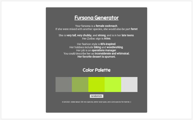Fursona Generator
