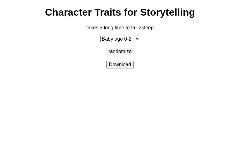 Character Traits for Storytelling ― Perchance Generator