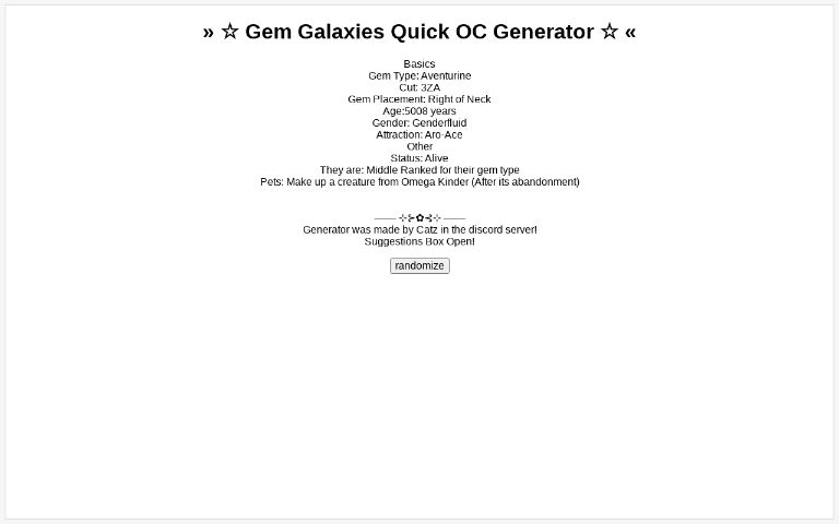 Gem Galaxies Quick OC Generator ☆ «