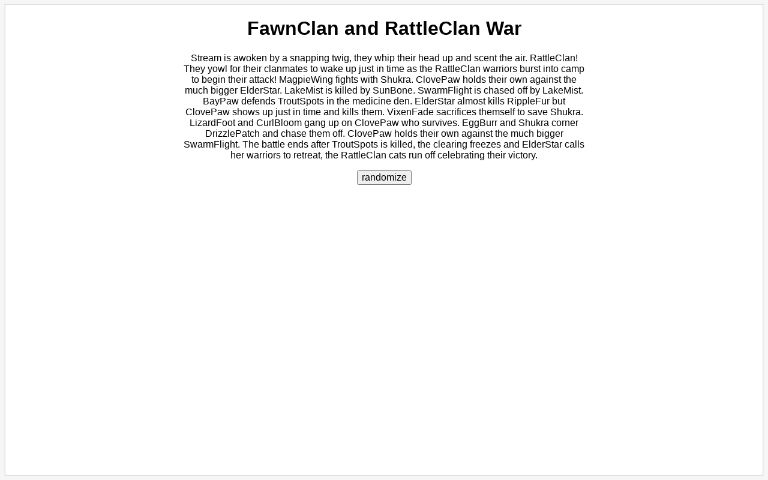 FawnClan and RattleClan War ― Perchance Generator