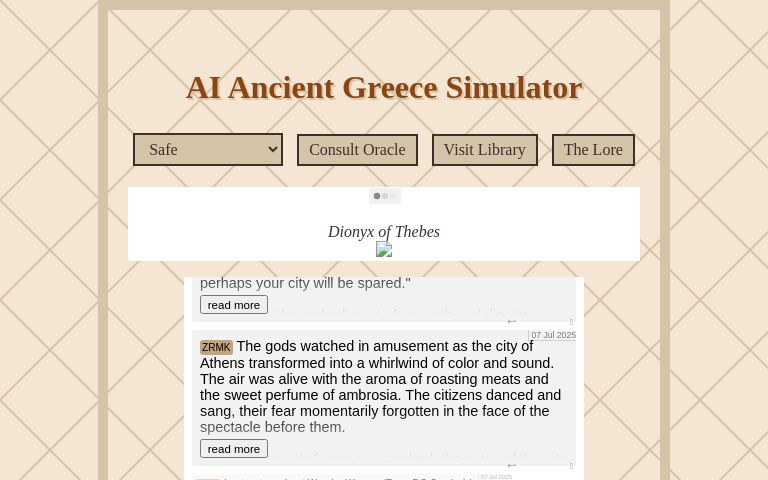 AI Ancient Greece Simulator ― Perchance Generator