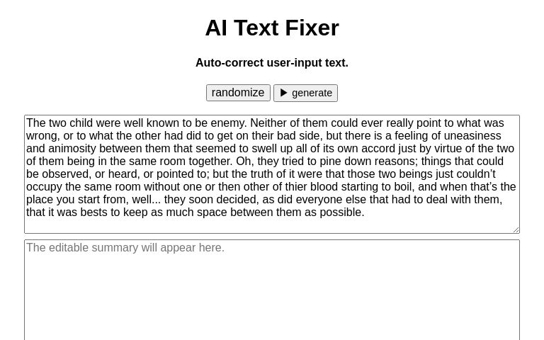 AI Text Fixer ― Perchance Generator