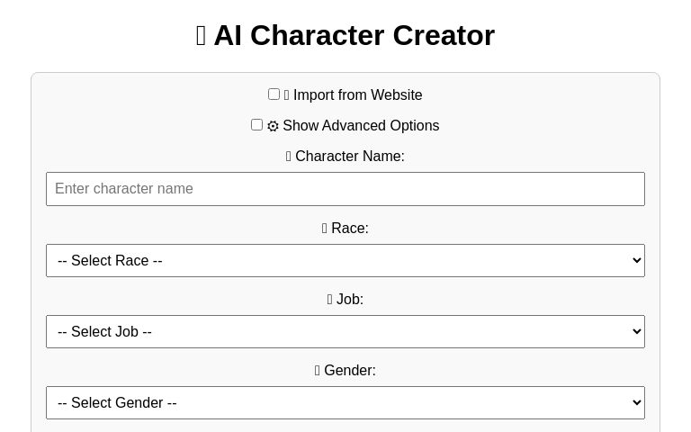 🎭 AI Character Creator ― Perchance Generator