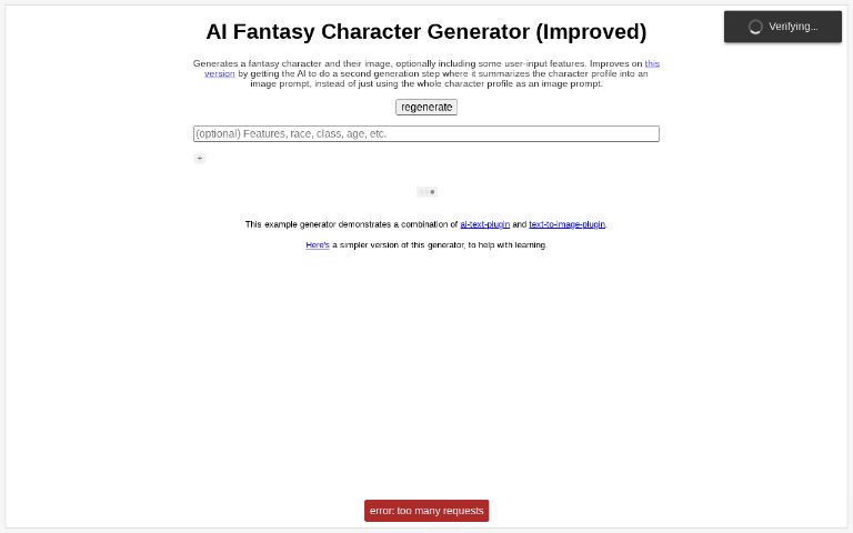 AI Fantasy Character Generator (Improved)