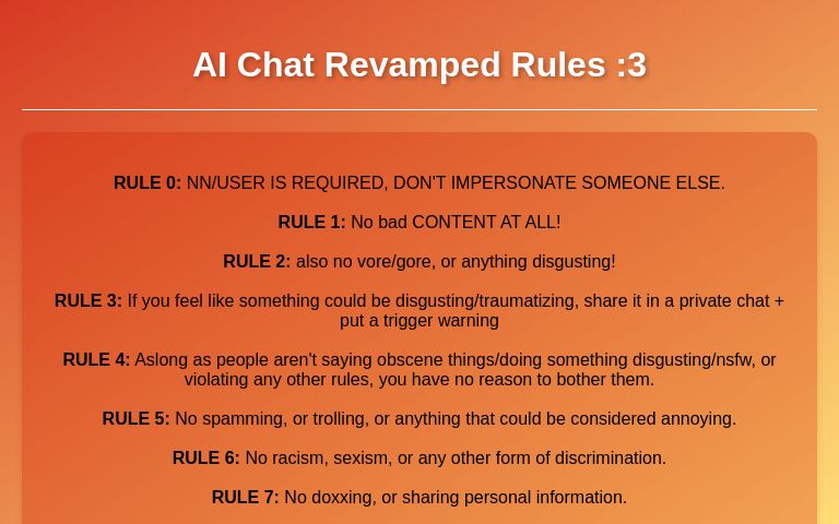 AI Chat Revamped Rules :3