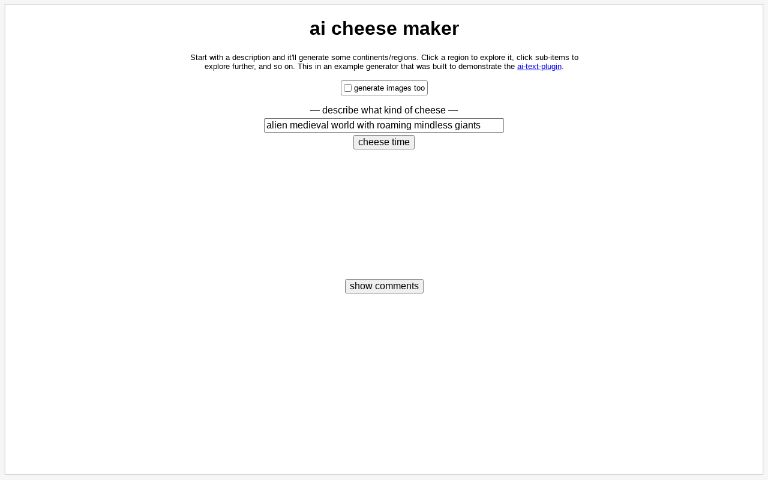 ai cheese maker ― Perchance Generator