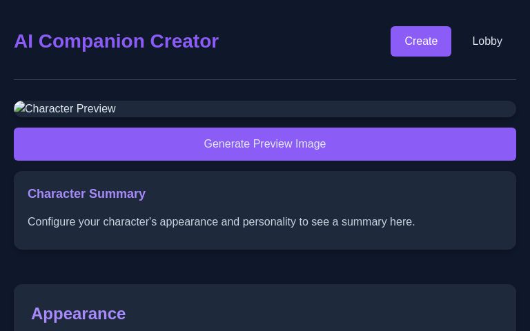 AI Companion Creator ― Perchance Generator