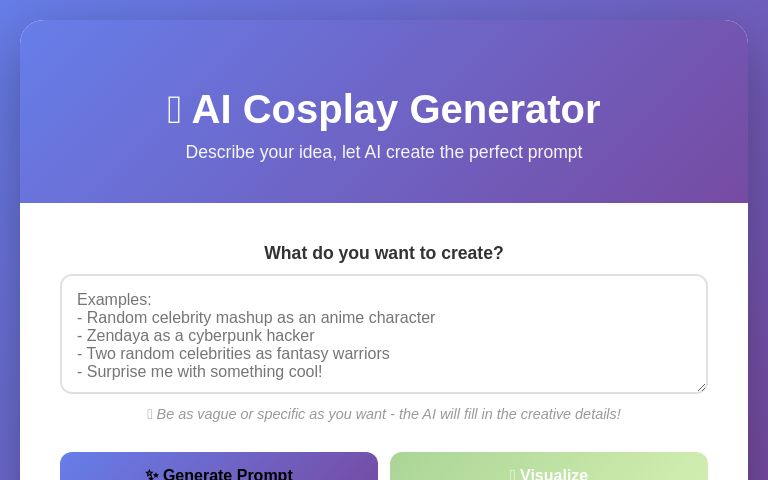 🎭 AI Cosplay Generator