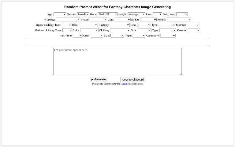 Ai Fantasy Character Prompt Generator 