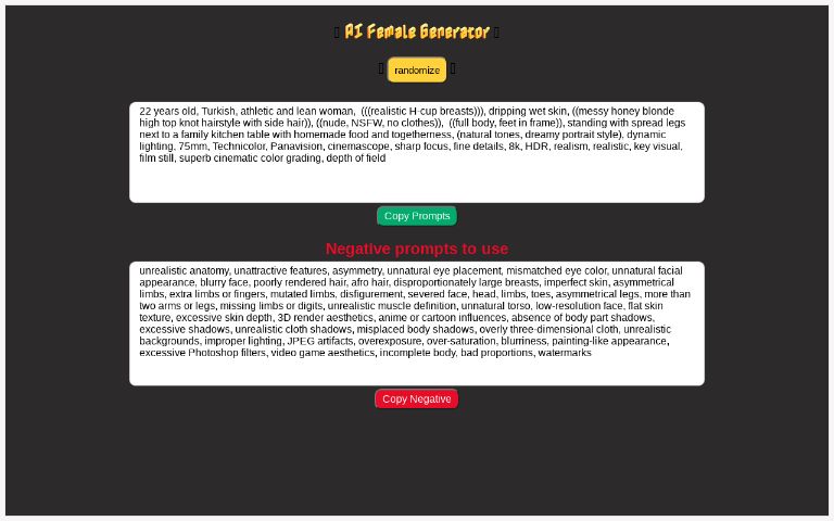 AI Female Generator (can be added more)