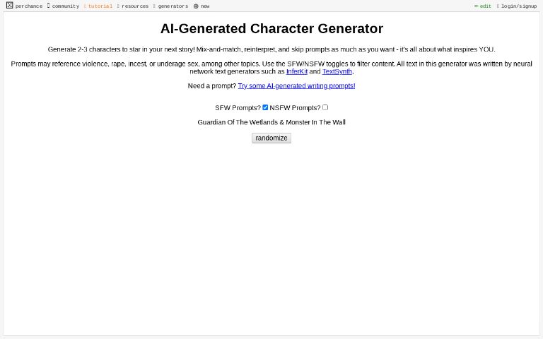 AI-Generated Character Generator
