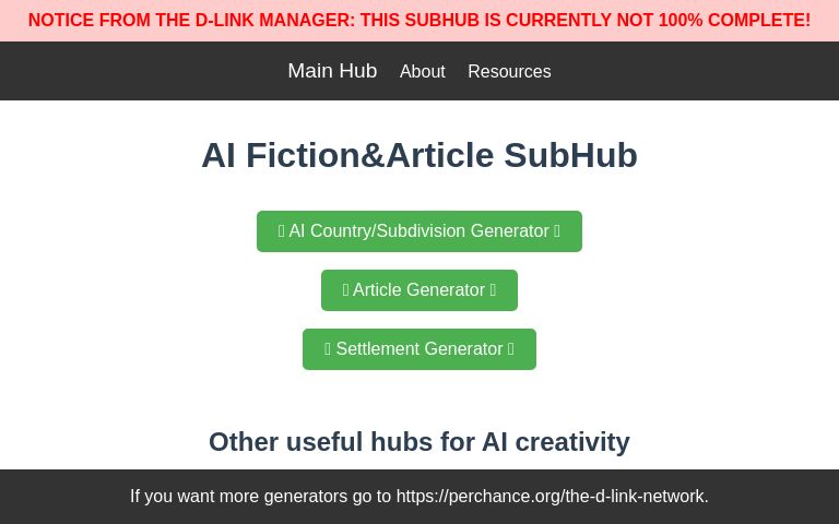 AI Fiction&Article SubHub ― Perchance Generator