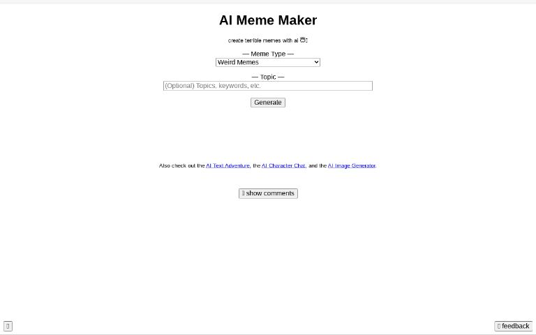 AI Meme Maker (free, no sign-up, no limits) ― Perchance Generator