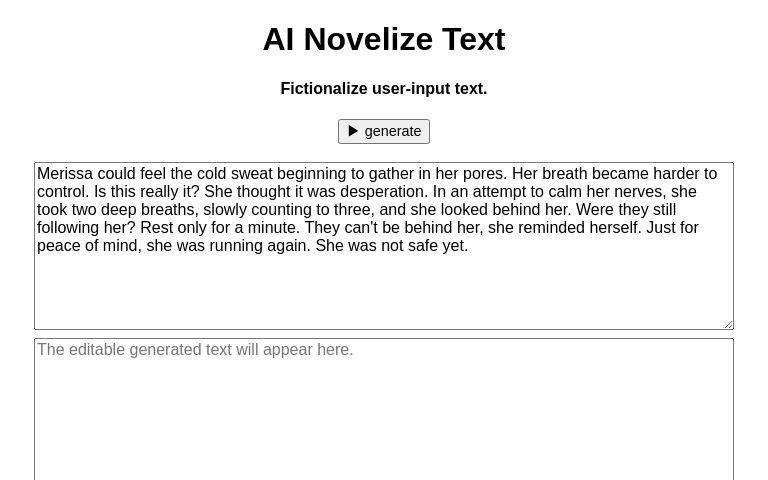 AI Novelize Text ― Perchance Generator