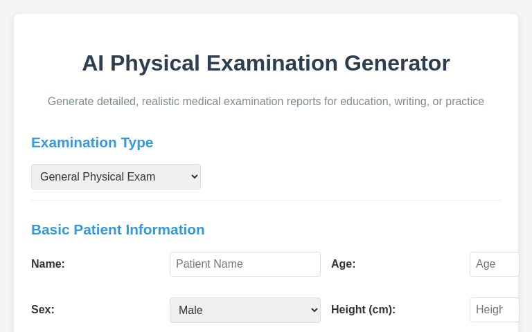 AI Physical Examination Generator