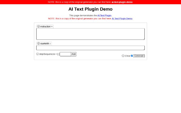 AI Text Plugin Demo