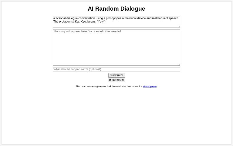 AI Random Dialogue ― Perchance Generator