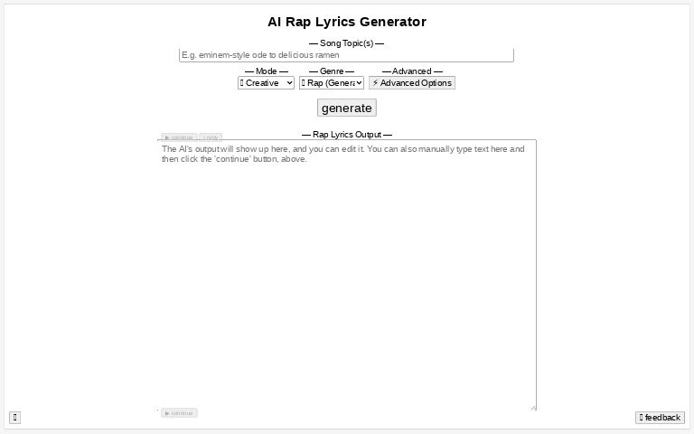 AI Rap Lyrics Generator (free, no sign-up, unlimited)