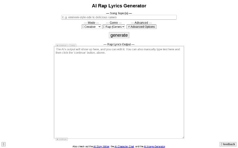 AI Rap Lyrics Generator (free, no sign-up, unlimited)